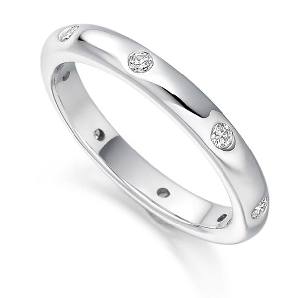 Eternity Band, Flush Set Diamond Studs – V Diamonds