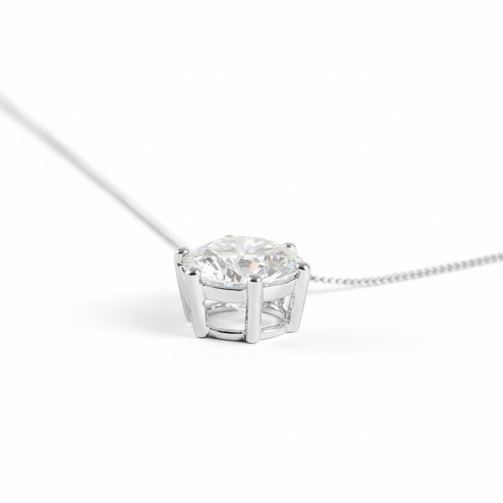 Split Bale Pendant Necklace, 6 Claw – V Diamonds